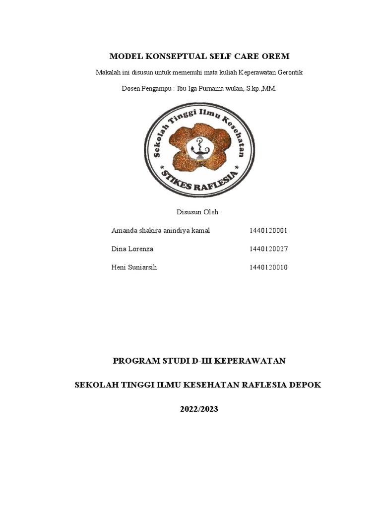 Model Konseptual Self Care Orem Pdf