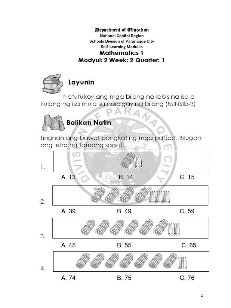 Math1 Q1 Module2 Week2 | PDF