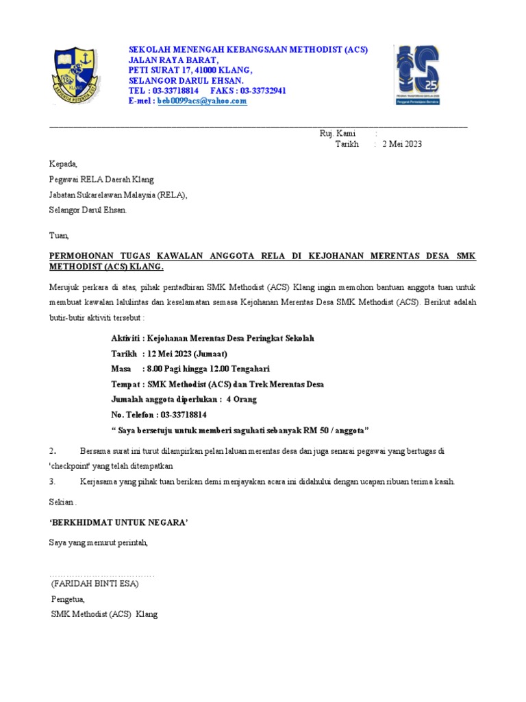 Surat RELA Merentas Desa 2023 | PDF