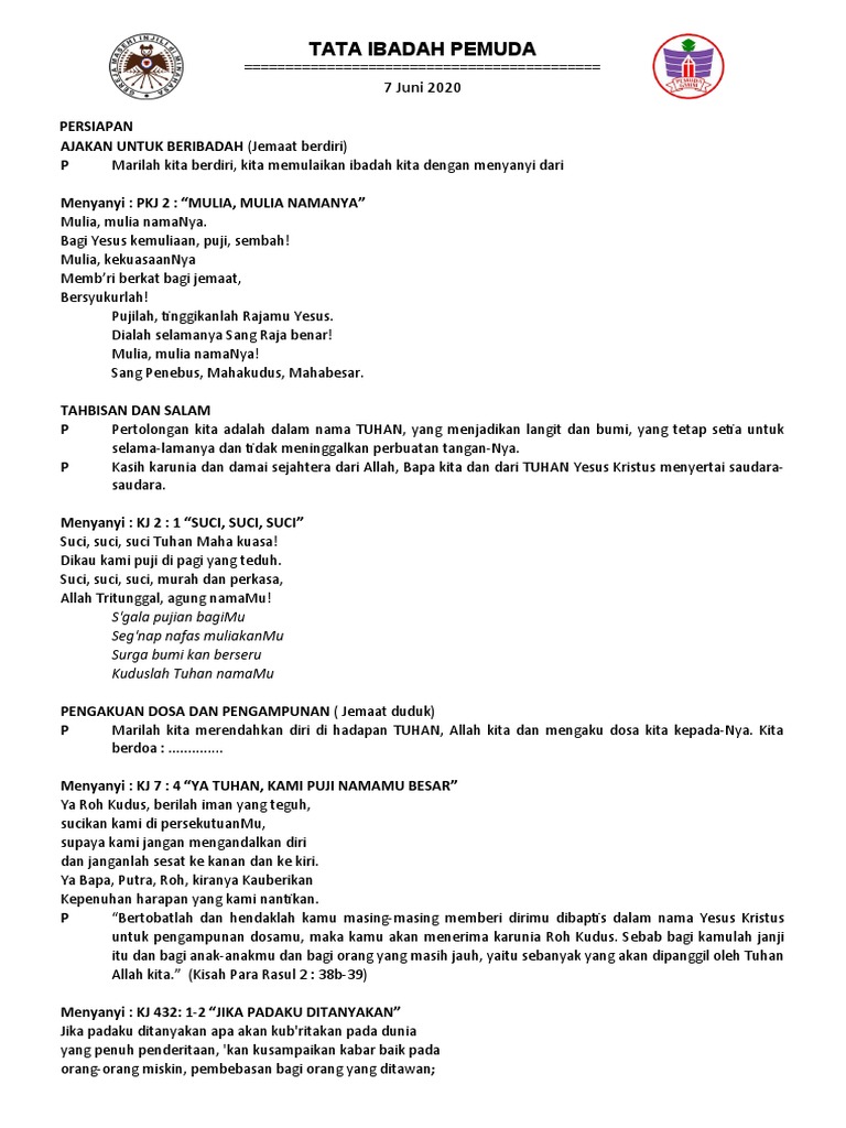 Tata Ibadah Pemuda - Pentakosta | PDF