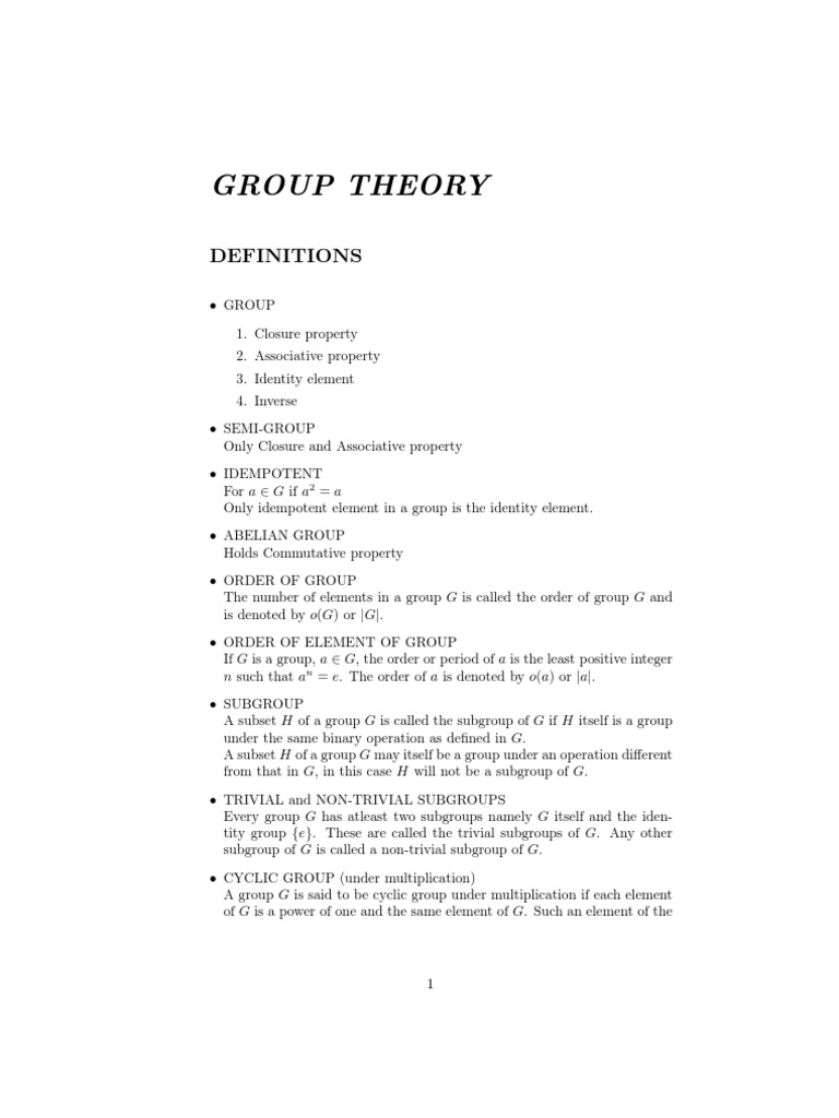 Basic Group Theory | PDF | Group (Mathematics) | Index Of A Subgroup