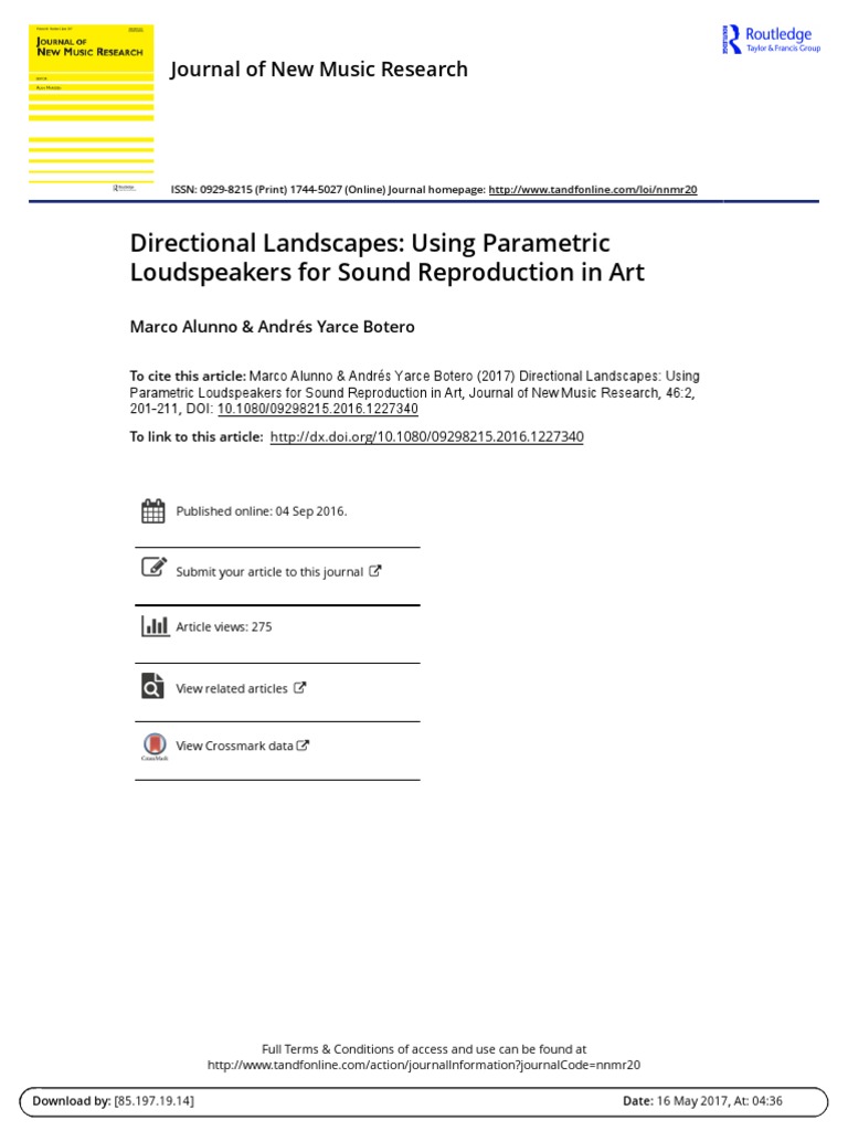 Directional Landscapes Using Parametric Loudspeakers For Sound Reproduction In Art Download