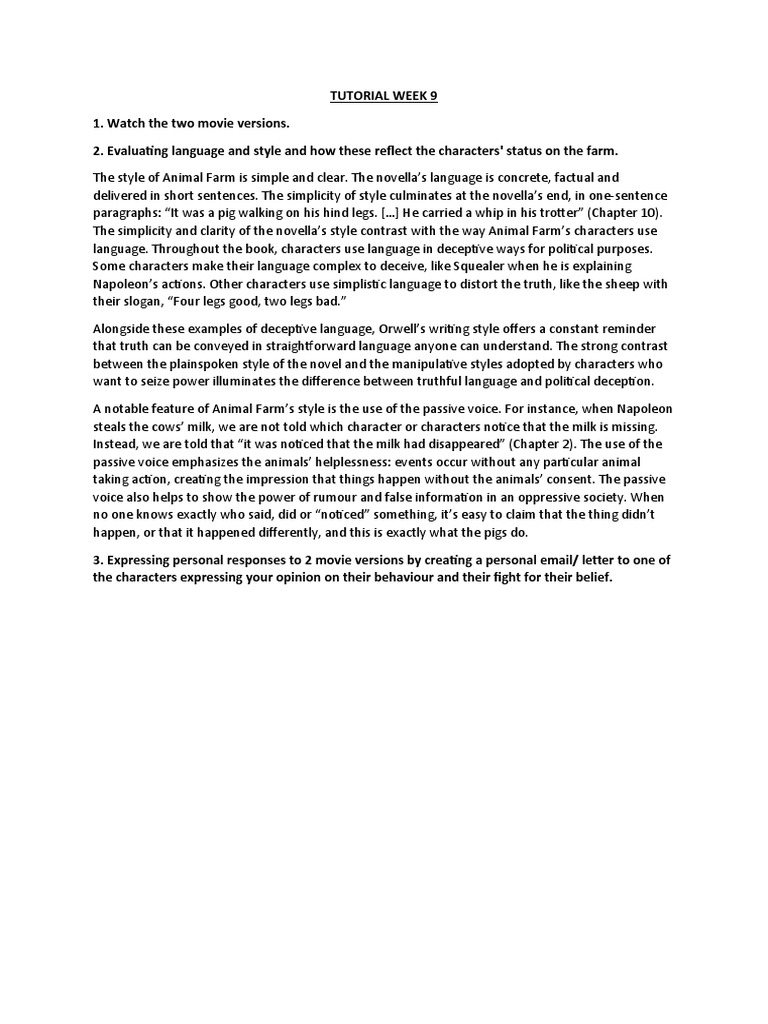 Analyzing Language in Animal Farm Adaptations | PDF | Mystery, Thriller ...
