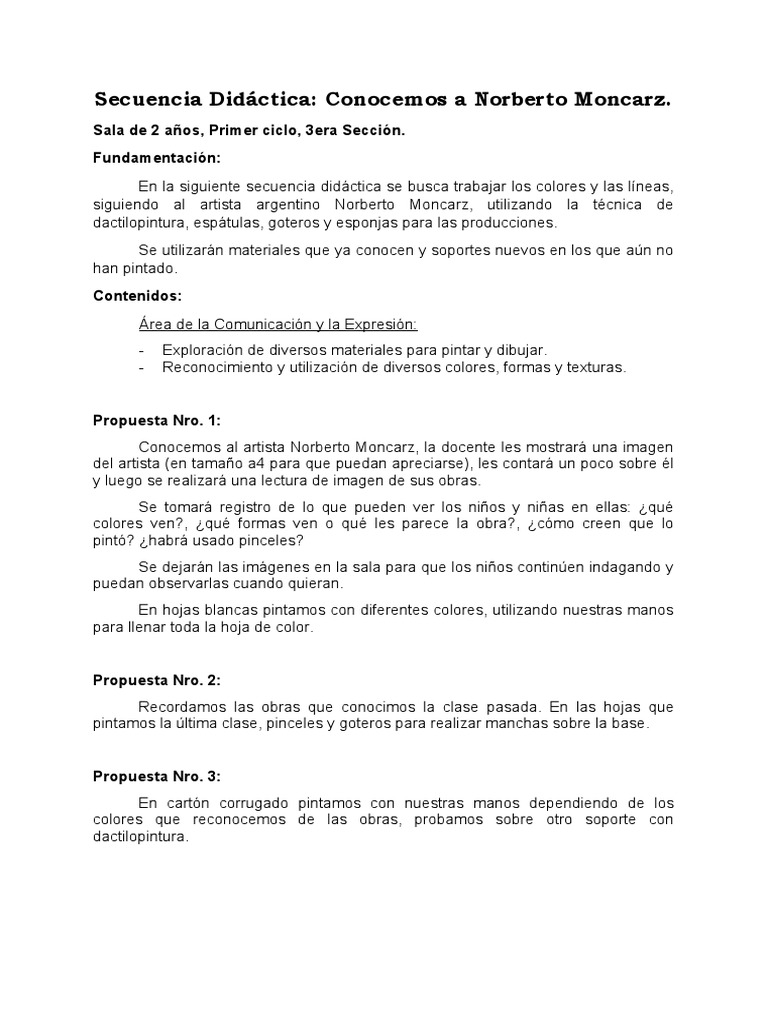 Secuencia Didáctica Norberto Moncarz | PDF