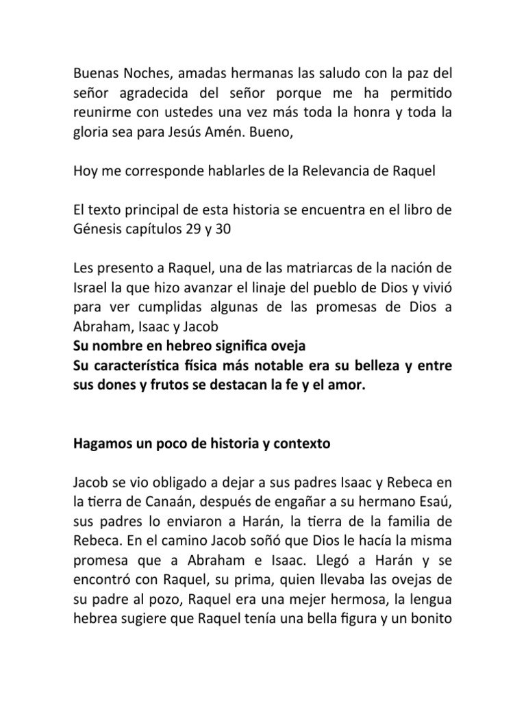 Historia de Raquel | PDF | Rachel | Jacob