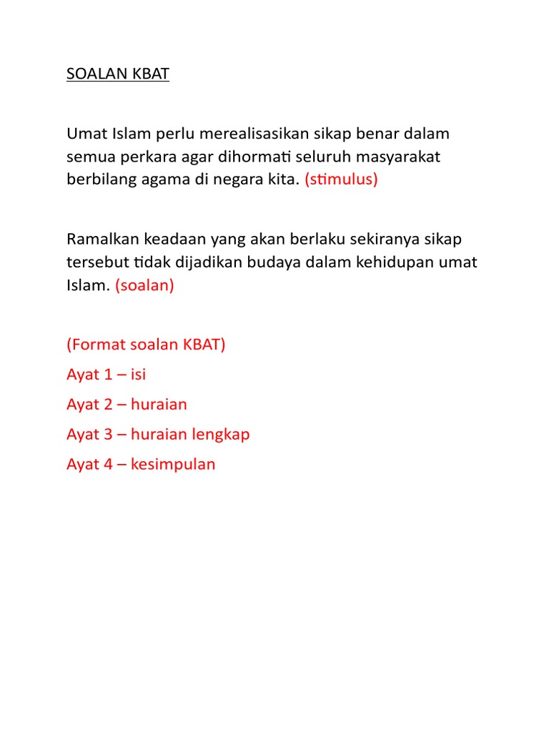 Soalan Kbat Bersikap Benar | PDF