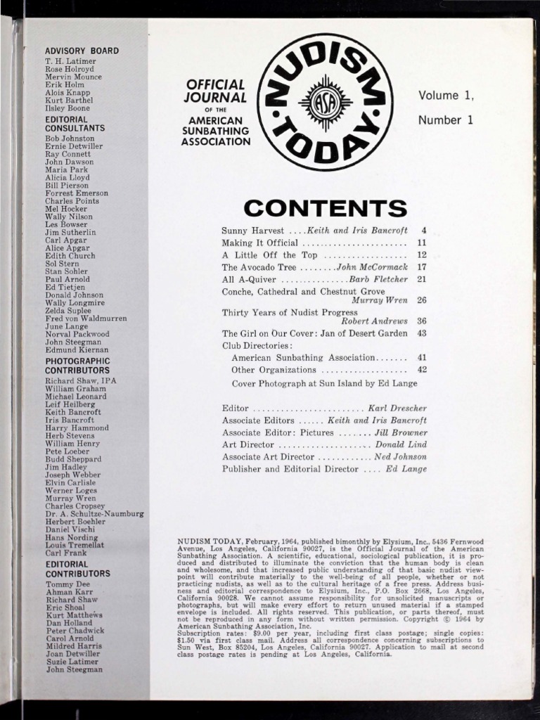 Nudism Today Contents | PDF | Naturism | Nudity