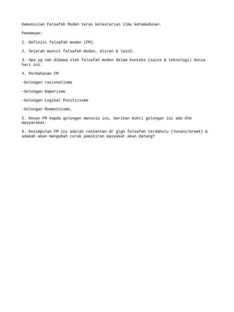 4 - Kemunculan Falsafah Moden Teras Kelestarian Ilmu Ketamadunan. | PDF