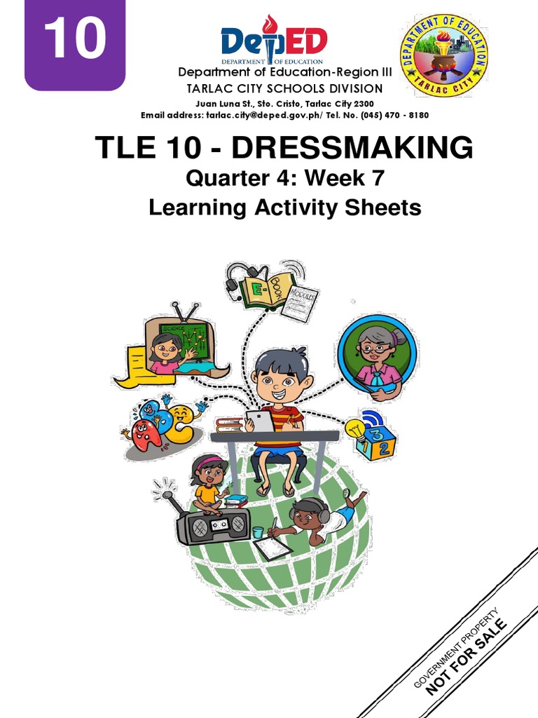 Tle 10 - Dressmaking: Quarter 4: Week 7 Learning Activity Sheets | PDF ...