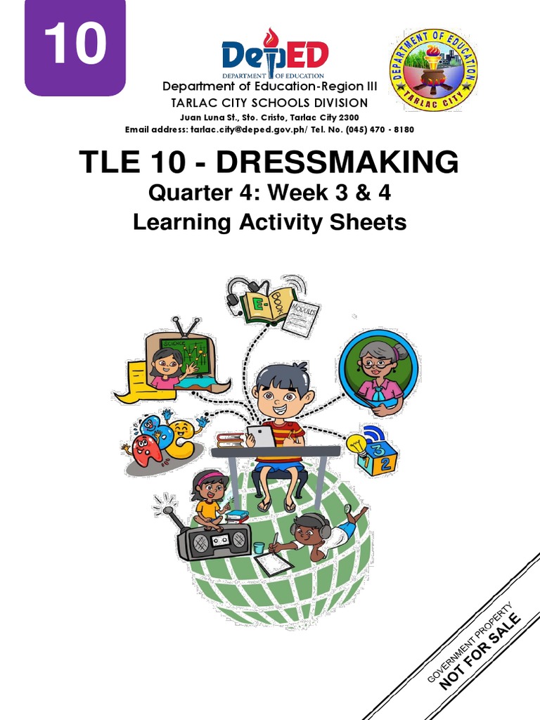 Tle 10 - Dressmaking: Quarter 4: Week 3 & 4 Learning Activity Sheets | Download Free PDF | Seam ...