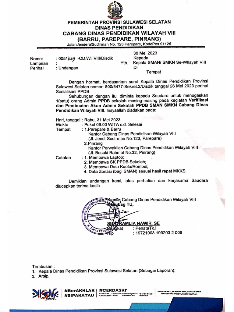 Undangan Operator Sekolah PPDB | PDF