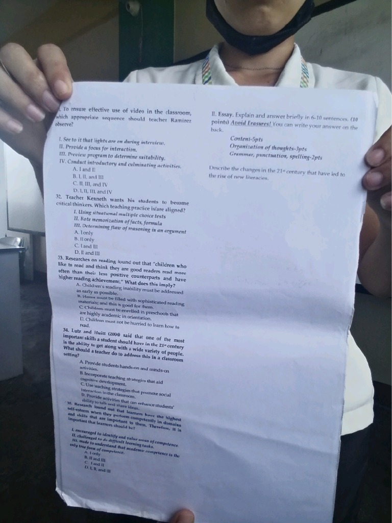 Questionnaire Educ 6 Midterm Quiz | PDF