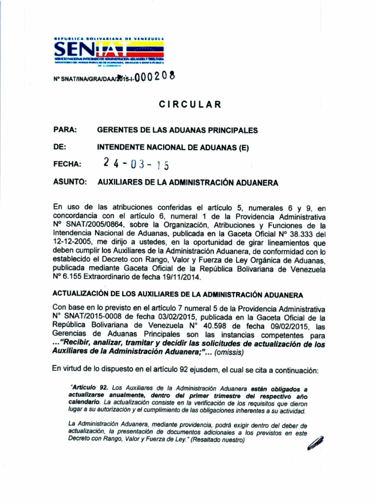 Circular Ina Snat Ina Gra Daa 2015 I 000208 | PDF