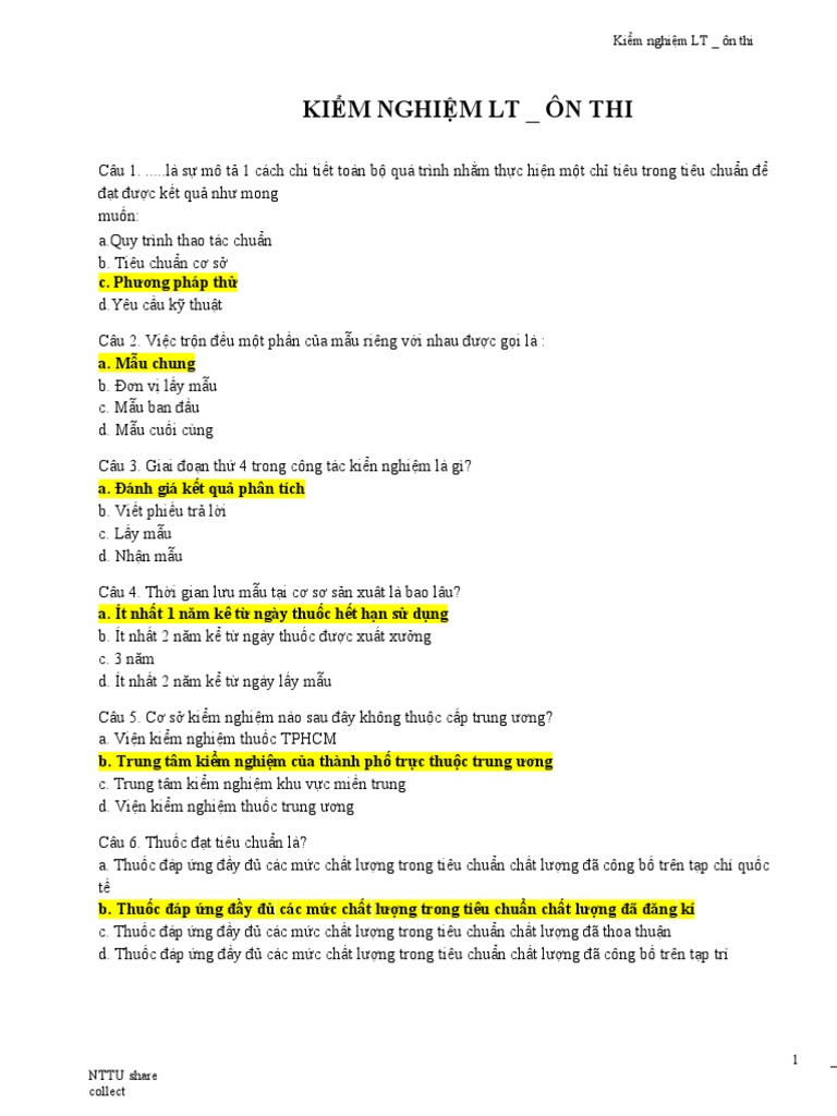 FILE - 20210530 - 143952 - Kiểm nghiệm LT - ôn thi | PDF