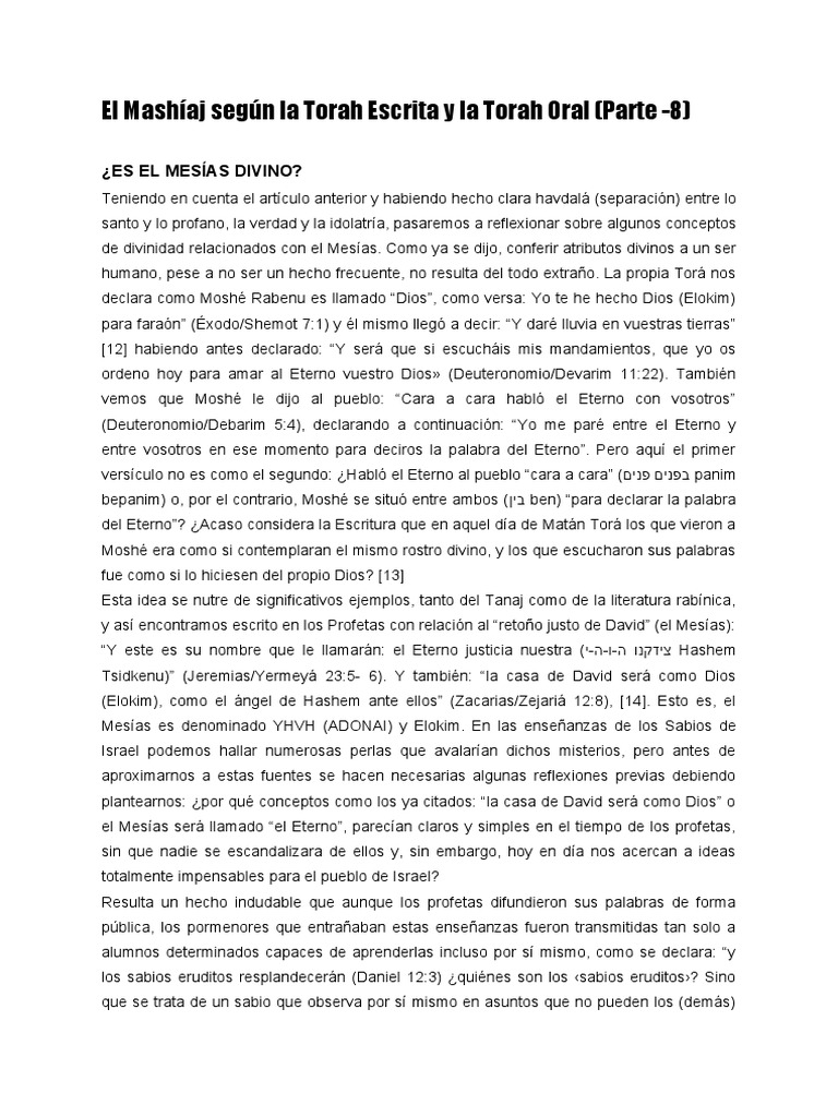 El Mashíaj Según La Torah Escrita y La Torah Oral (Parte #7) | Descargar gratis PDF | Creencia ...