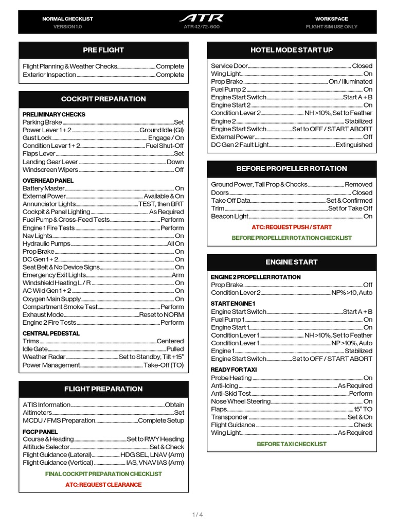 atr-42-72-600-checklist-v1-workspace | PDF | Takeoff | Transponder (Aeronautics)