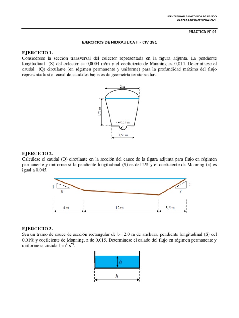 Practica 1. Flujo Uniforme Permanente-2 | PDF | Ingeniería Química | Ingeniería de Edificación