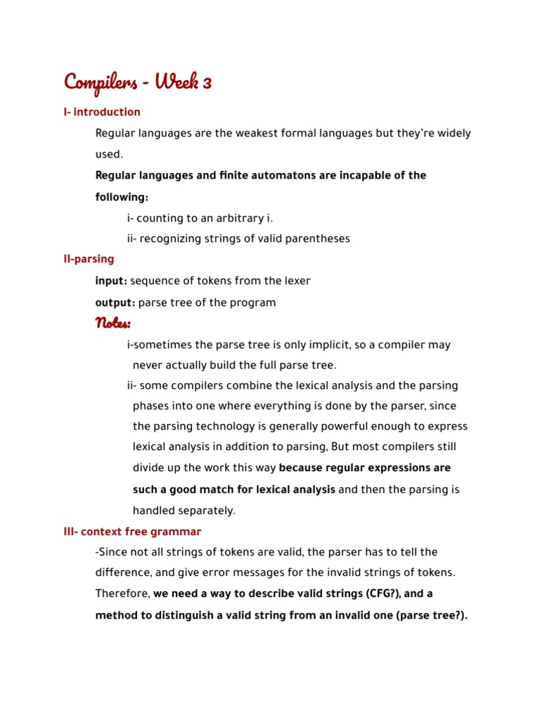 Compilers - Week 3 | PDF