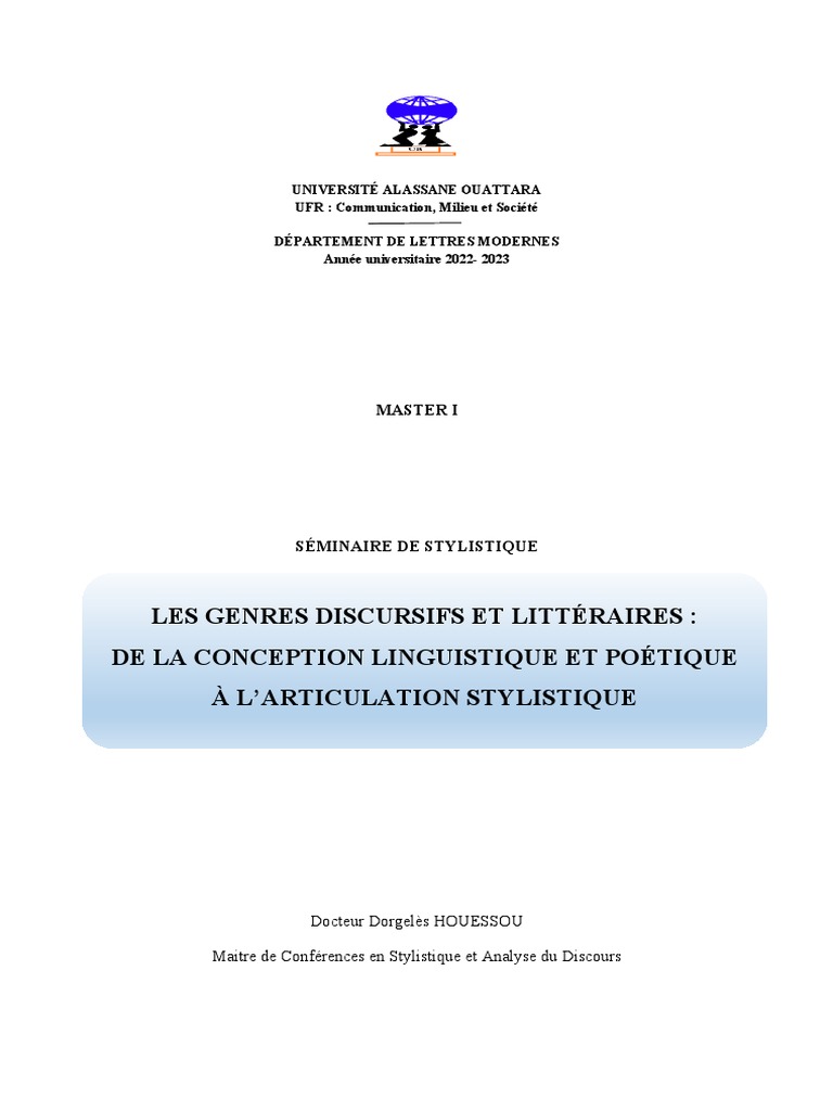La Stylistique Des Genres | PDF