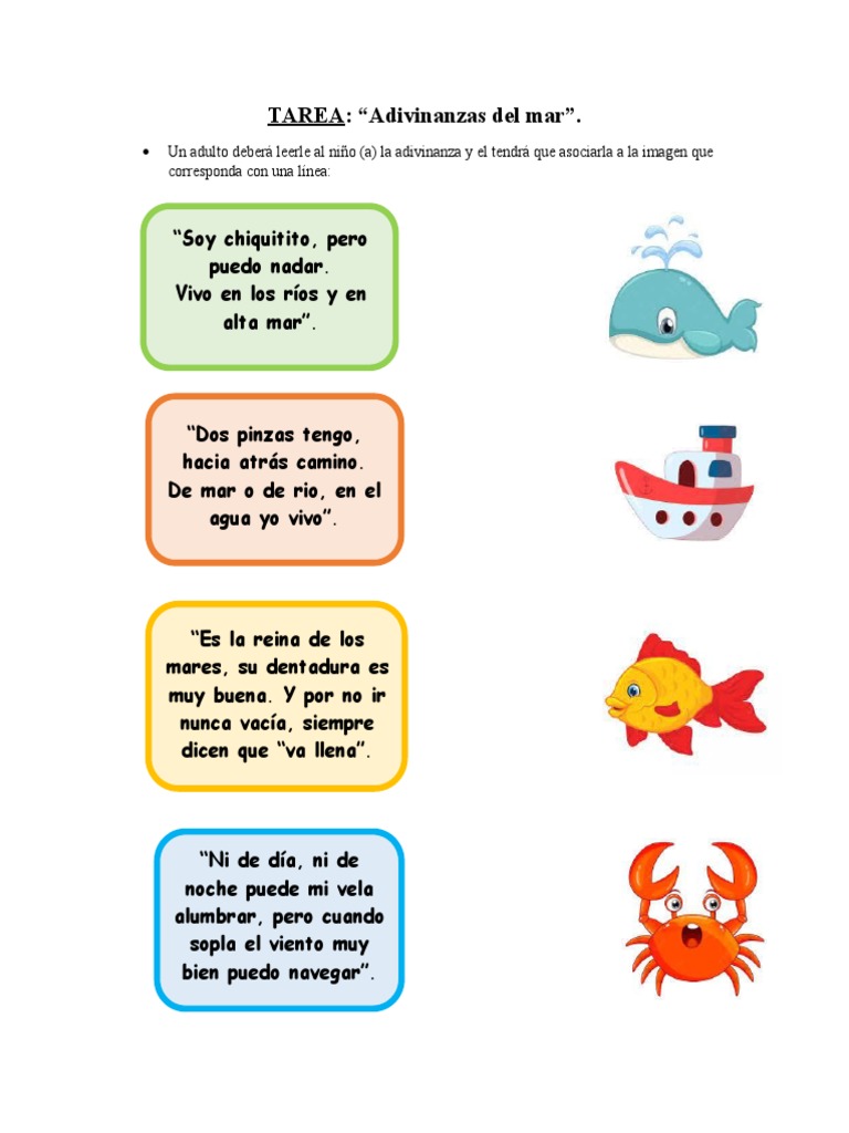 TAREA Adivinanzas Del Mar | PDF