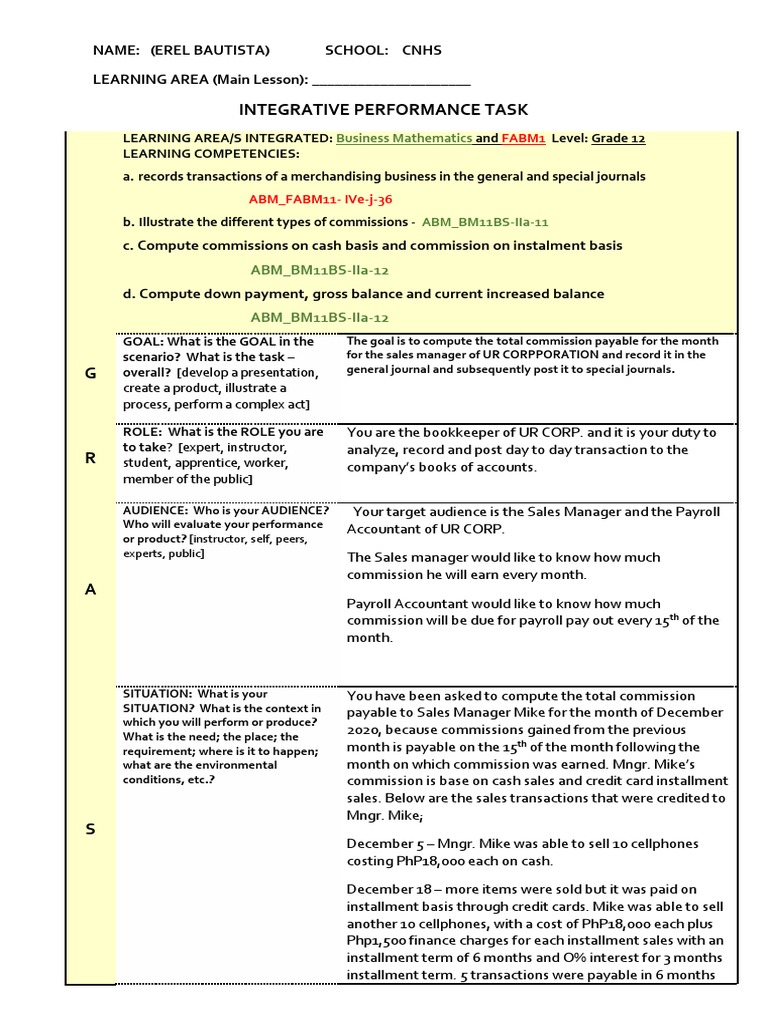 Integrative Performance Task | PDF | Credit Card | Mobile Phones