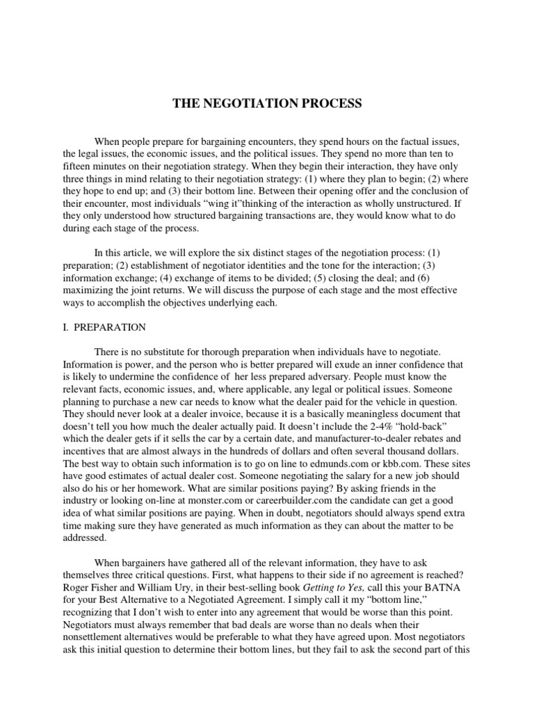Negotiation Process | PDF | Bargaining | Negotiation