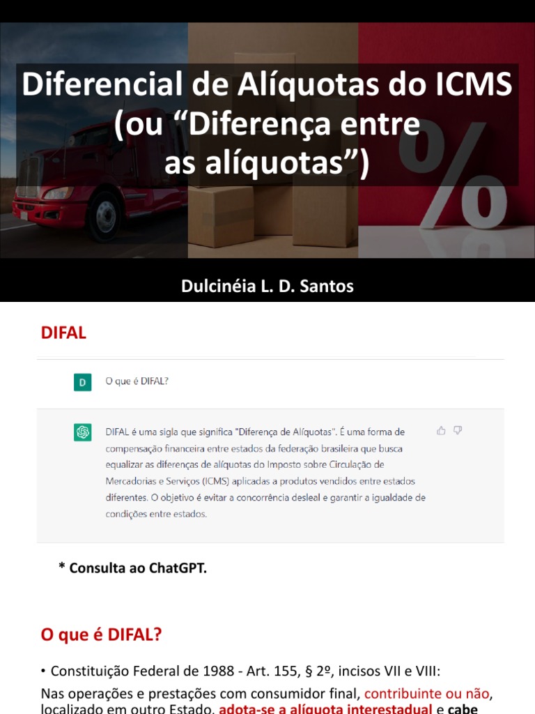 Diferencial de Alíquotas Do ICMS (DIFAL ICMS) | PDF | Impostos | Taxa ...