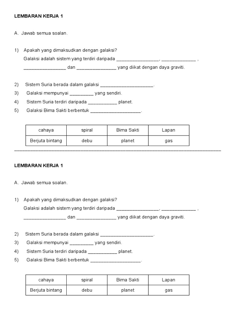 Lembaran Kerja 1 Sains Pdf