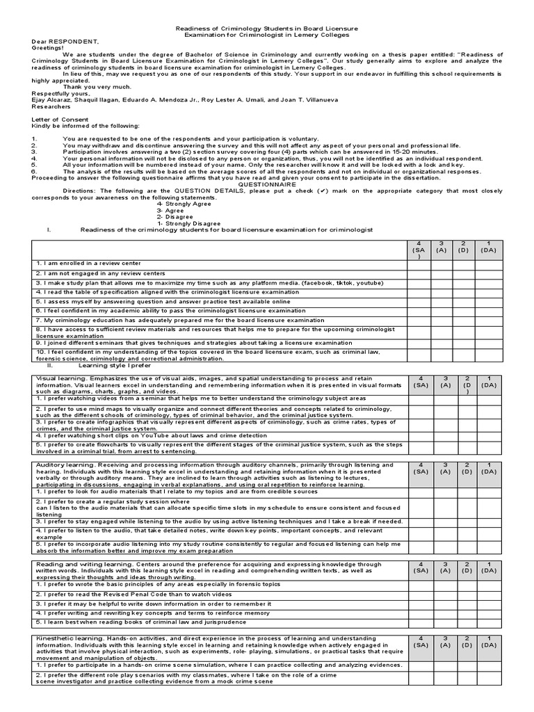 Questionnaire Ready To Dry Run | PDF | Career & Growth | Science & Mathematics