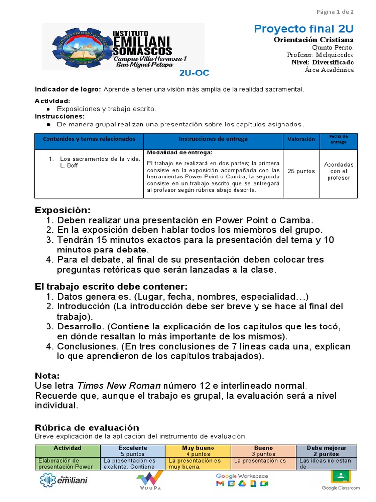 Guía de Exposiciones 5º Perito. 2U | PDF