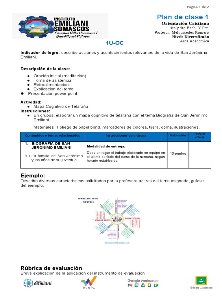 Plan de Clase 1 OC | Descargar gratis PDF | Evaluación | Cognición