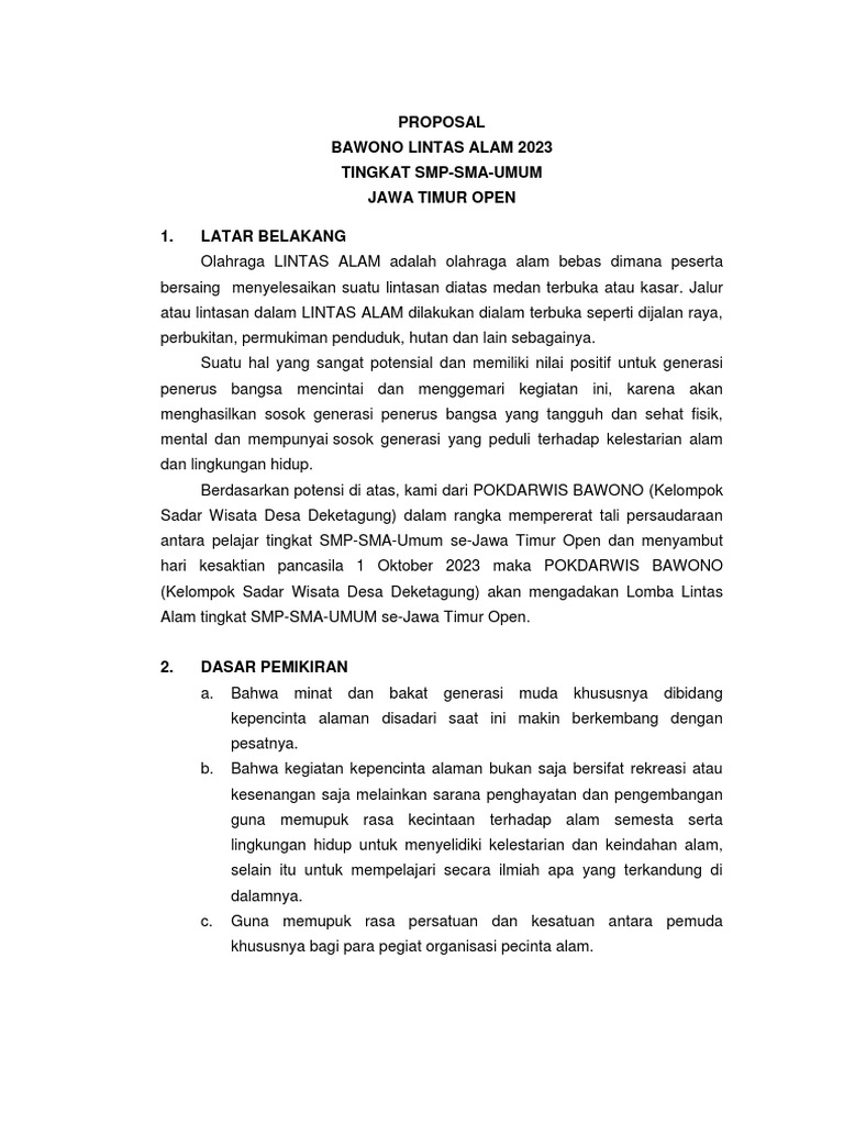 Lomba Lintas Alam Bawono 2023 | PDF