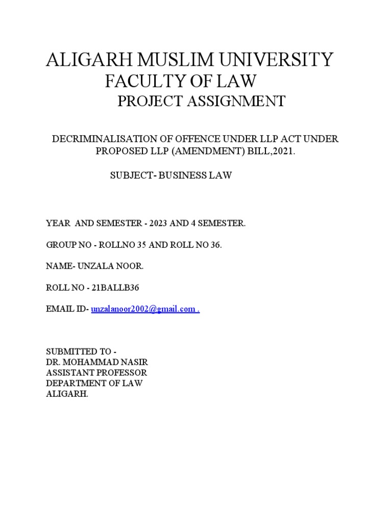 Business Law Project | PDF | Limited Liability Partnership | Partnership