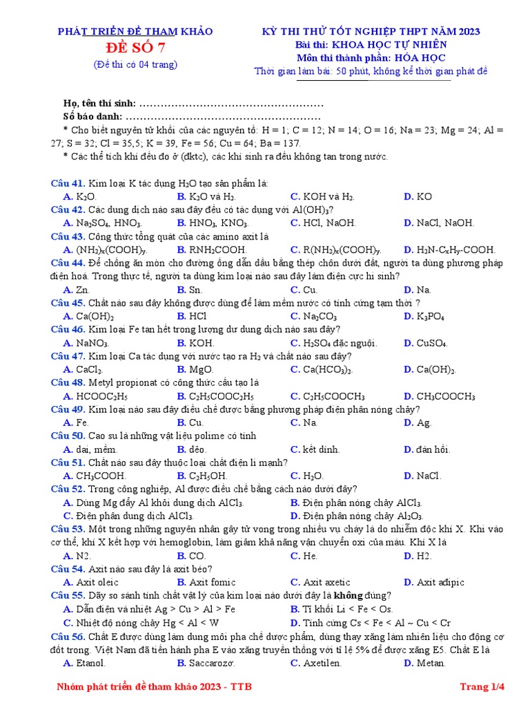 Phat Trien de TK 2023 - de So 7 - Cao Thong | PDF