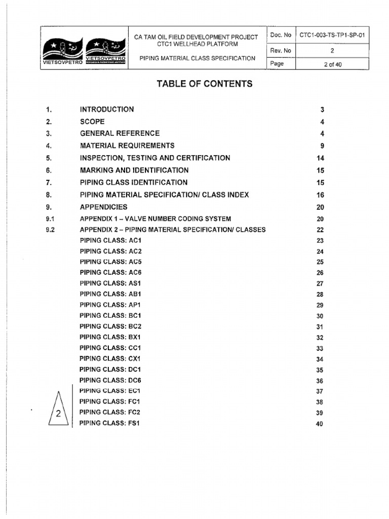 Piping Material Class Specification | PDF