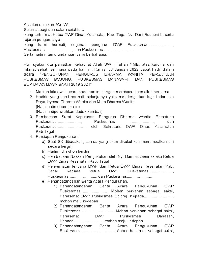 Draft Susunan Acara DWP Unit | PDF