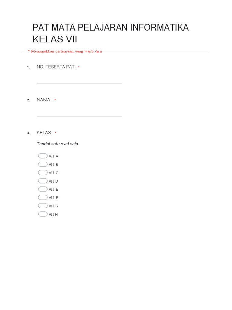 Pat Informatika Kelas Vii | PDF