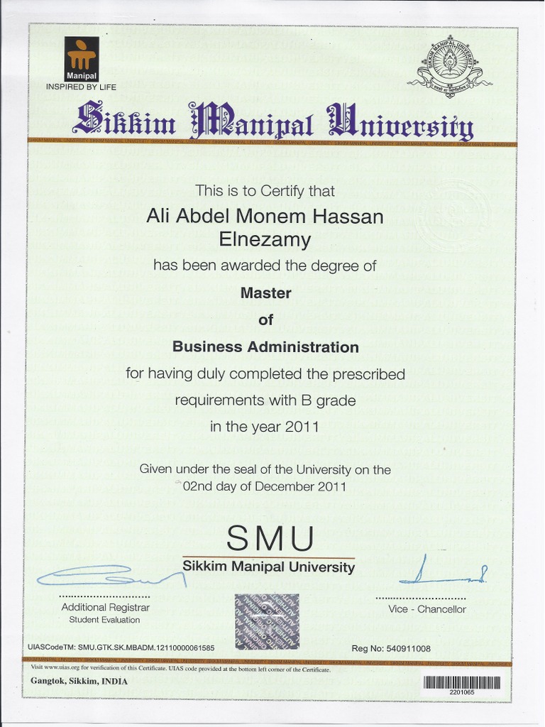 Dokumen.tips Mba Certificate Original | PDF