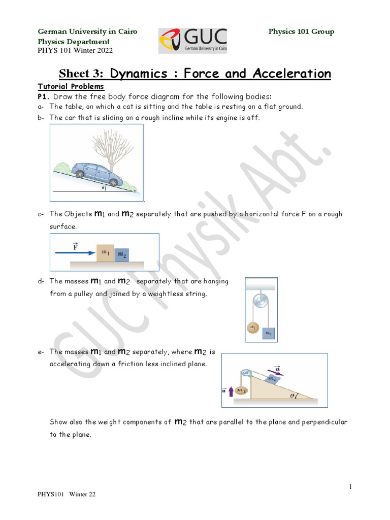 Physics Sheet 3 | PDF | Force | Tension (Physics)