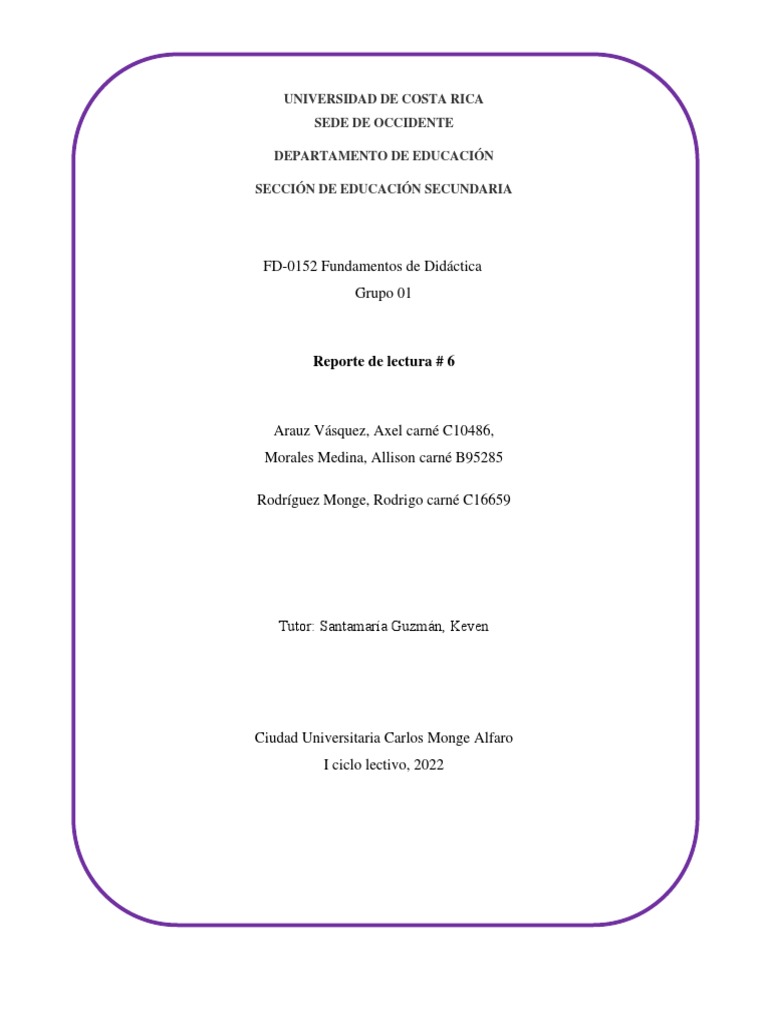 Reporte#6 | PDF | Maestros | Enseñando