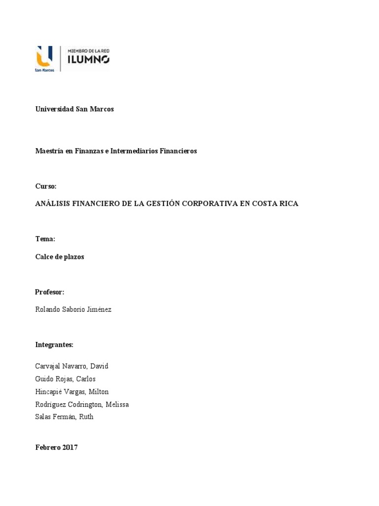 Trabajo Final Calce de Plazos | PDF