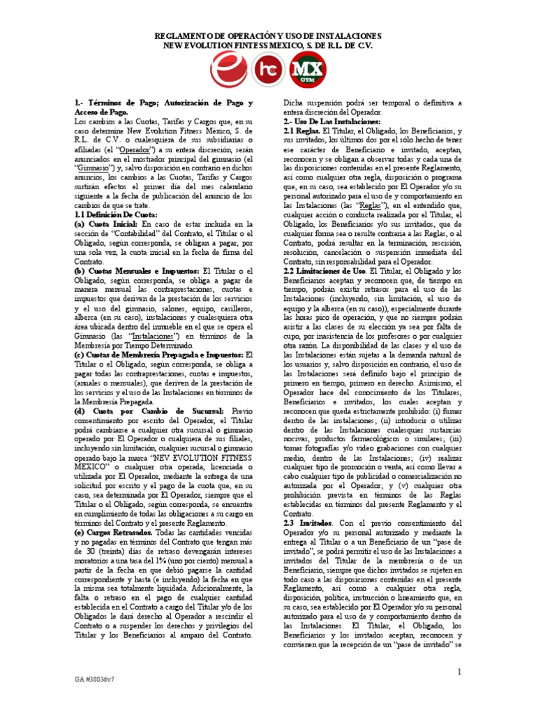 Reglamento-Energy Fitness Club | PDF | Privacidad | Regulación
