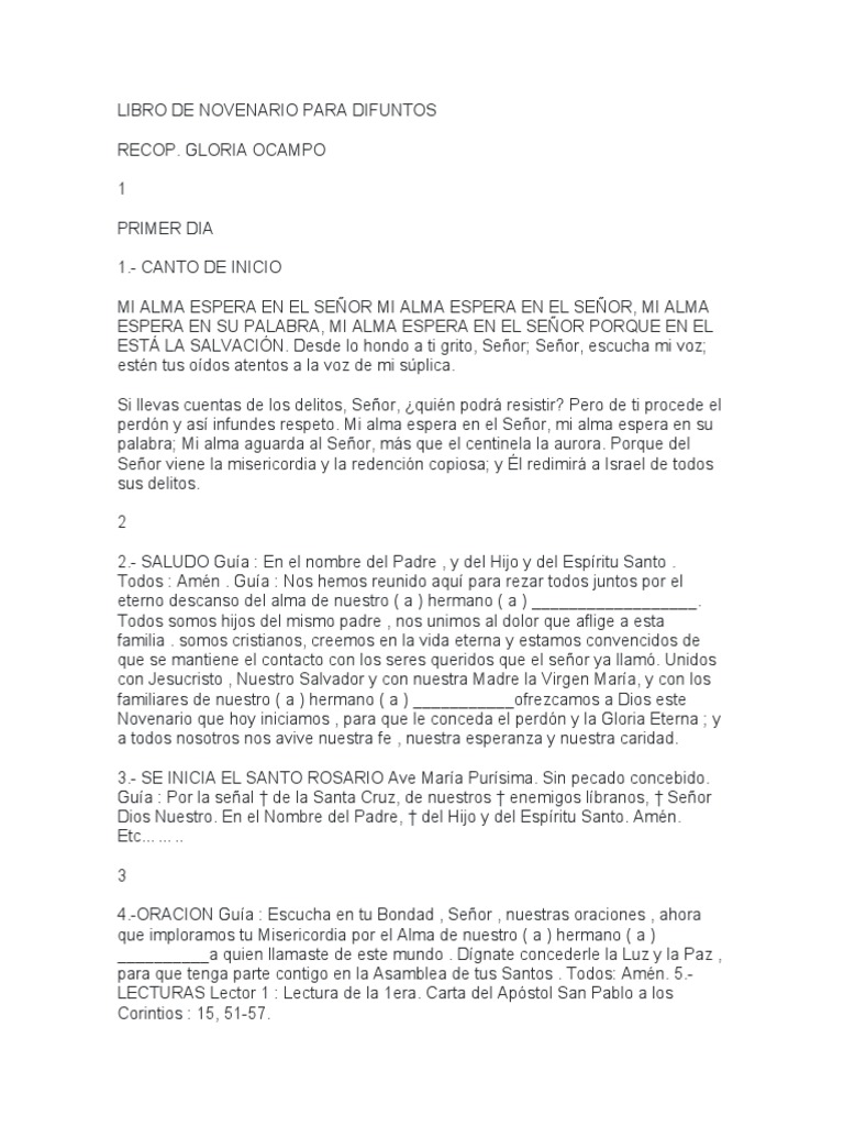 Novenario Completo para Difuntos PDF | PDF | orador del Señor | Purgatorio