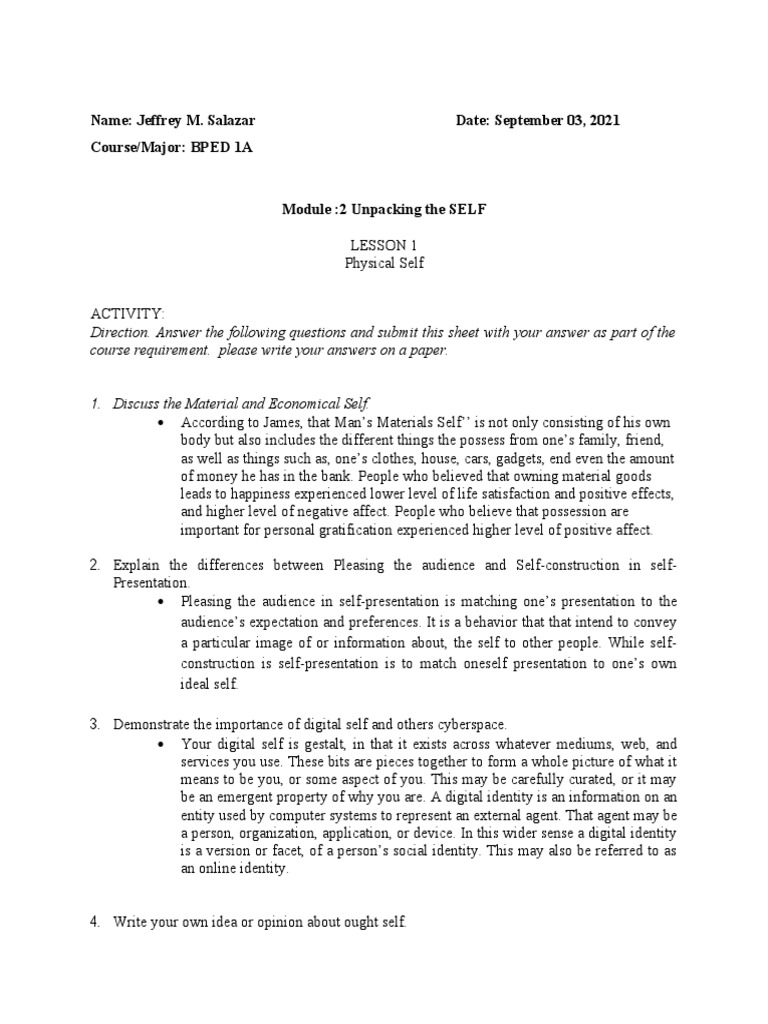 Amig Module 2 | PDF | Self | Identity (Social Science)