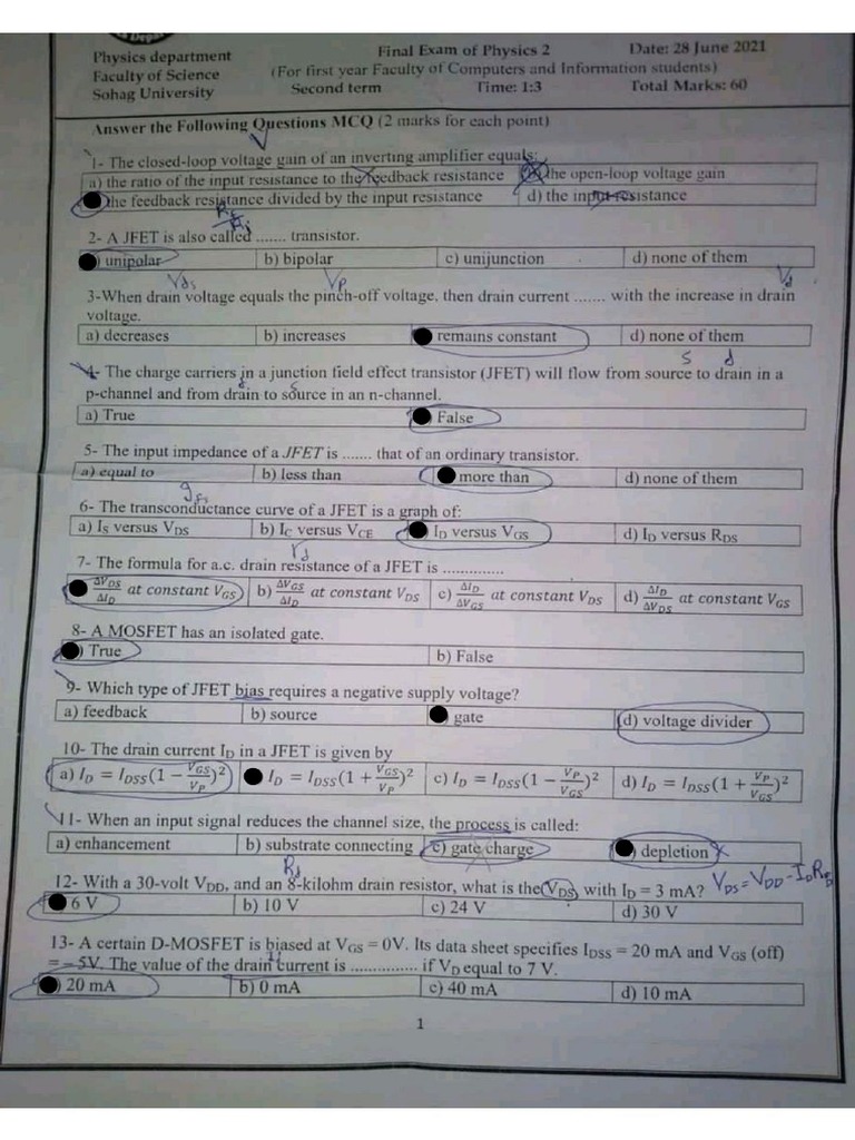 Final Physics 2 2021 | PDF