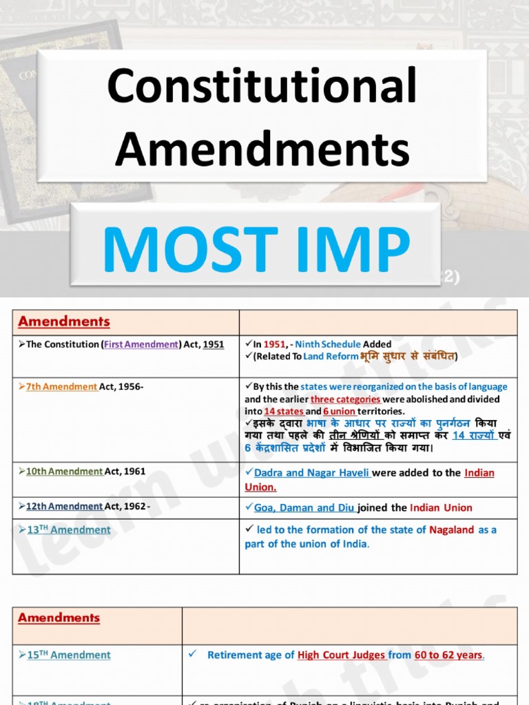 Constitutional Amendments Tips and Tricks 2022 | PDF
