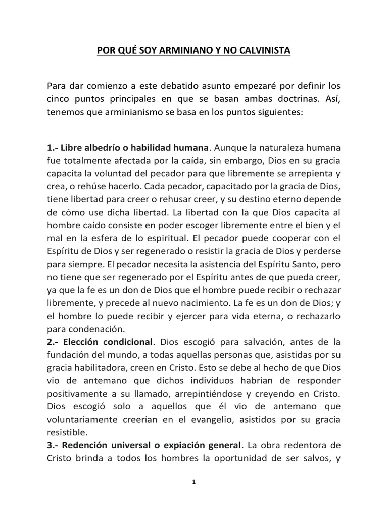 Por Qué Soy Arminiano y No Calvinista | PDF | calvinismo | Arminianismo