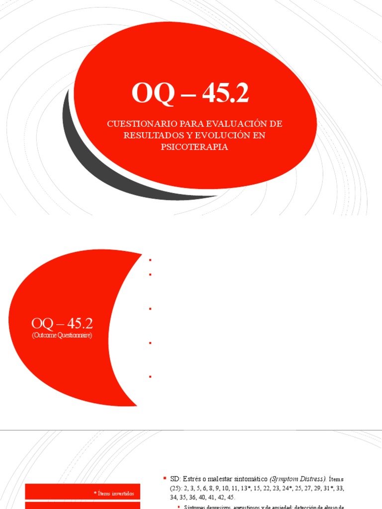 Presentación OQ - 45 | PDF | Ansiedad | Depresión (estado de ánimo)