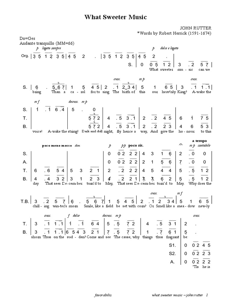 What Sweeter Music (SATB) - John Rutter | PDF | Musical Compositions ...