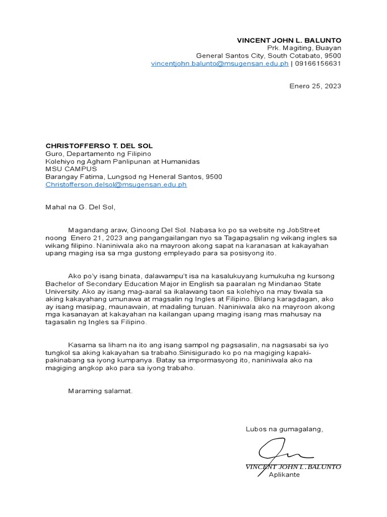 liham-aplikasyon-1 | PDF